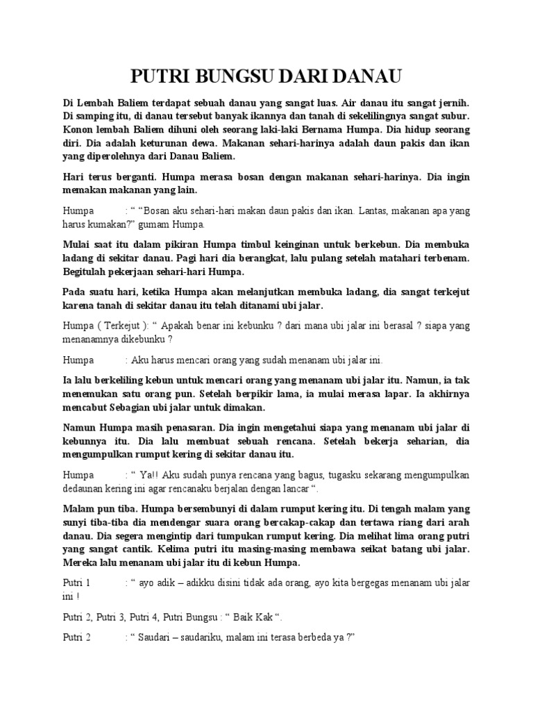 Kisah Putri Bungsu dari Danau Baliem | PDF