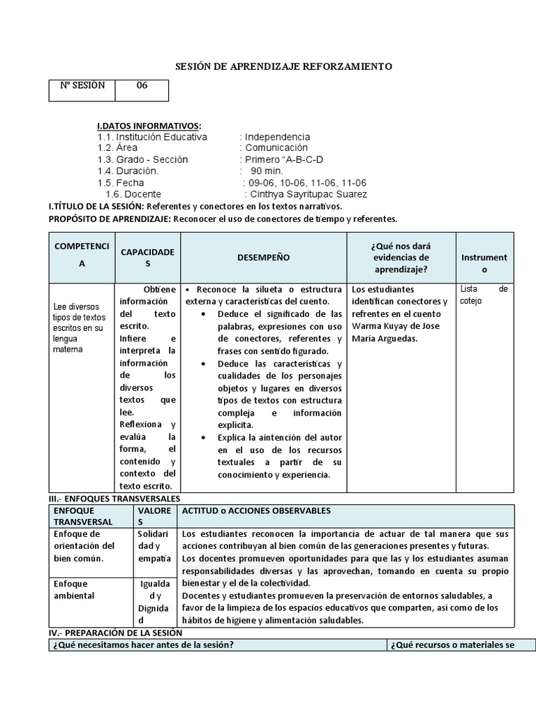 SESIÓN DE APRENDIZAJE Semana 2 | PDF | Aprendizaje | Maestros