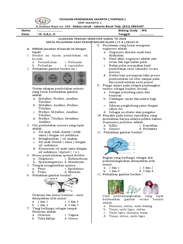Soal Mid1 IPA Kls 9 2020 | PDF