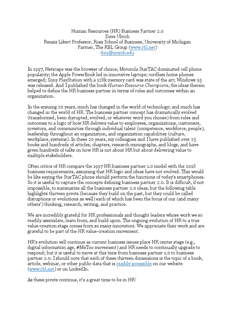 HRBP 2 0 - tcm21 44040 | PDF | Analytics | Leadership