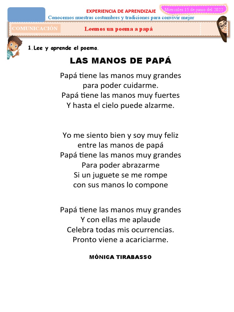 D3 A2 FICHA Leemos Un Poema A Papá | PDF