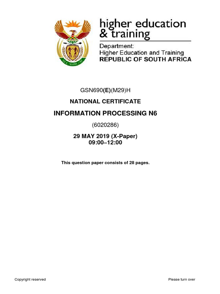 N690 - Information Processing N6 QP June 2019 | PDF | Healthy Diet | Health Sciences