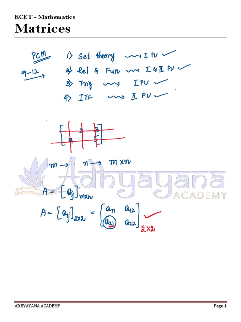 Matrices - CET | Download Free PDF | Matrix (Mathematics) | Functions And Mappings