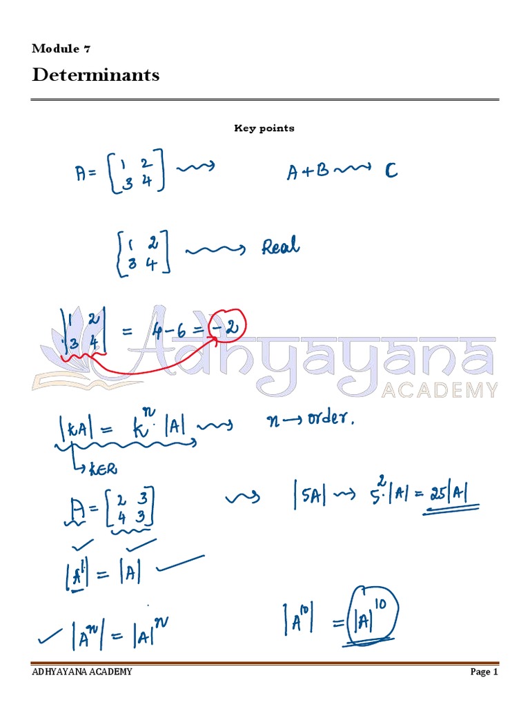 Module 7 - Determinants - CET | PDF | Matrix (Mathematics ...