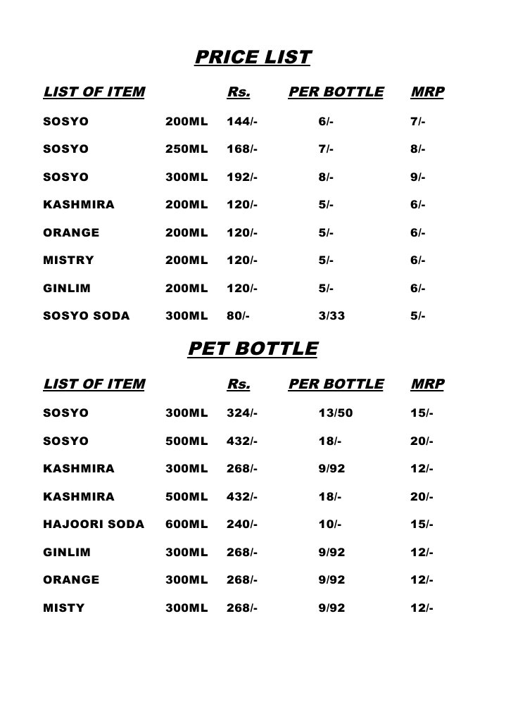 Price List | PDF