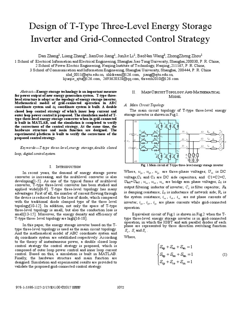 Design of T-Type Three-Level Energy Storage Inverter and Grid-Connected ...