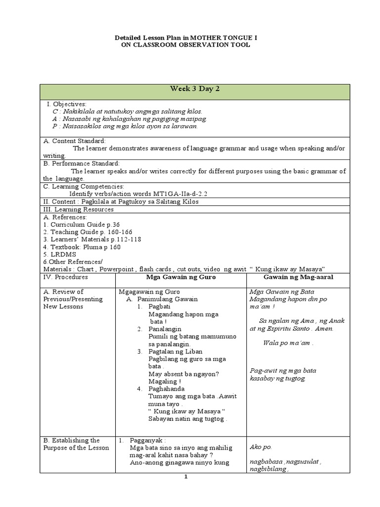 COT MTB SALITANG KILOS Docx Version 1 | PDF