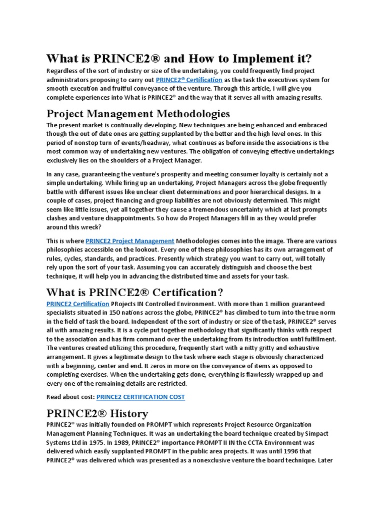 What Is PRINCE2® and How To Implement It? | PDF
