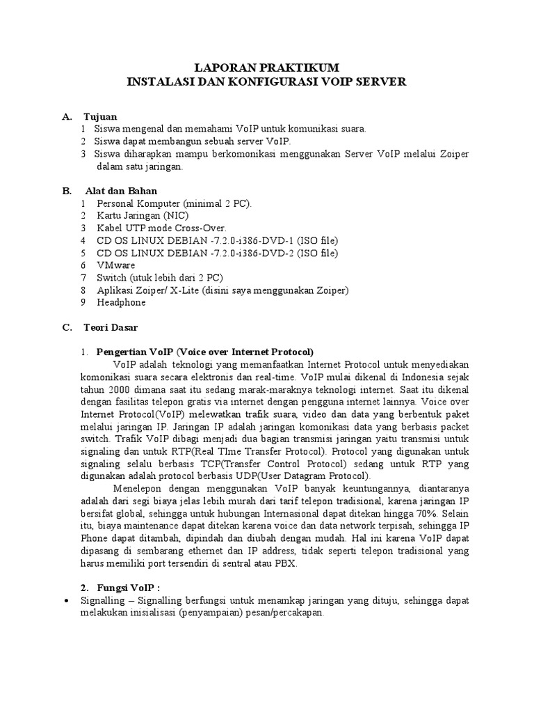 Laporan Praktikum Voip Server | PDF