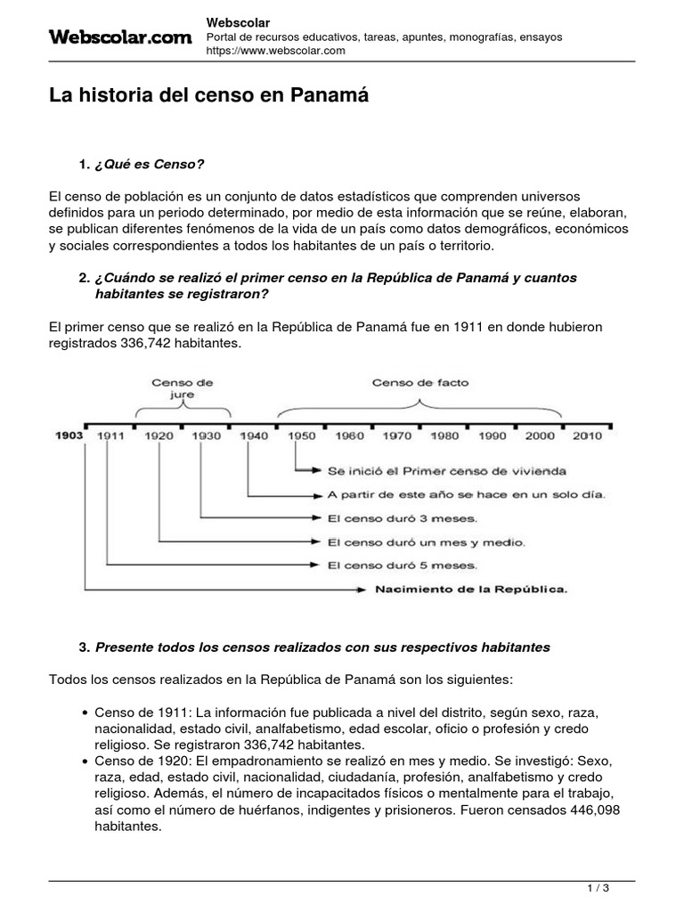 Historia del Censo en Panamá | PDF | Censo | Población