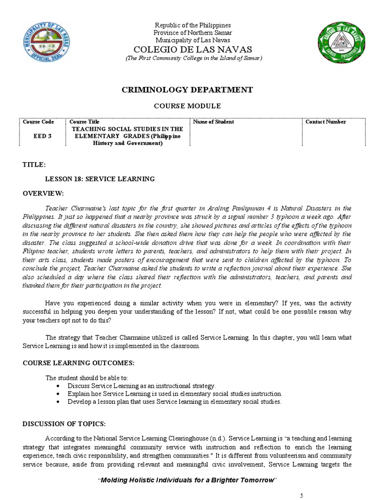 Colegio de Las Navas: Criminology Department | PDF | Service Learning ...