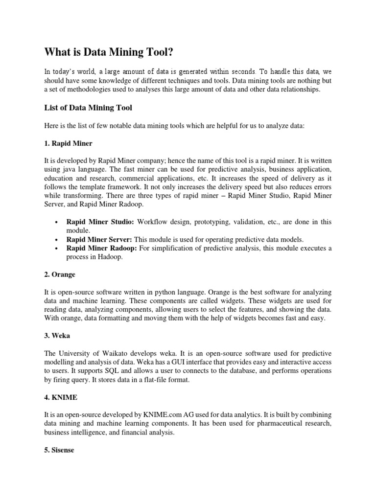 What Is Data Mining Tools | PDF | Data Mining | Data Analysis