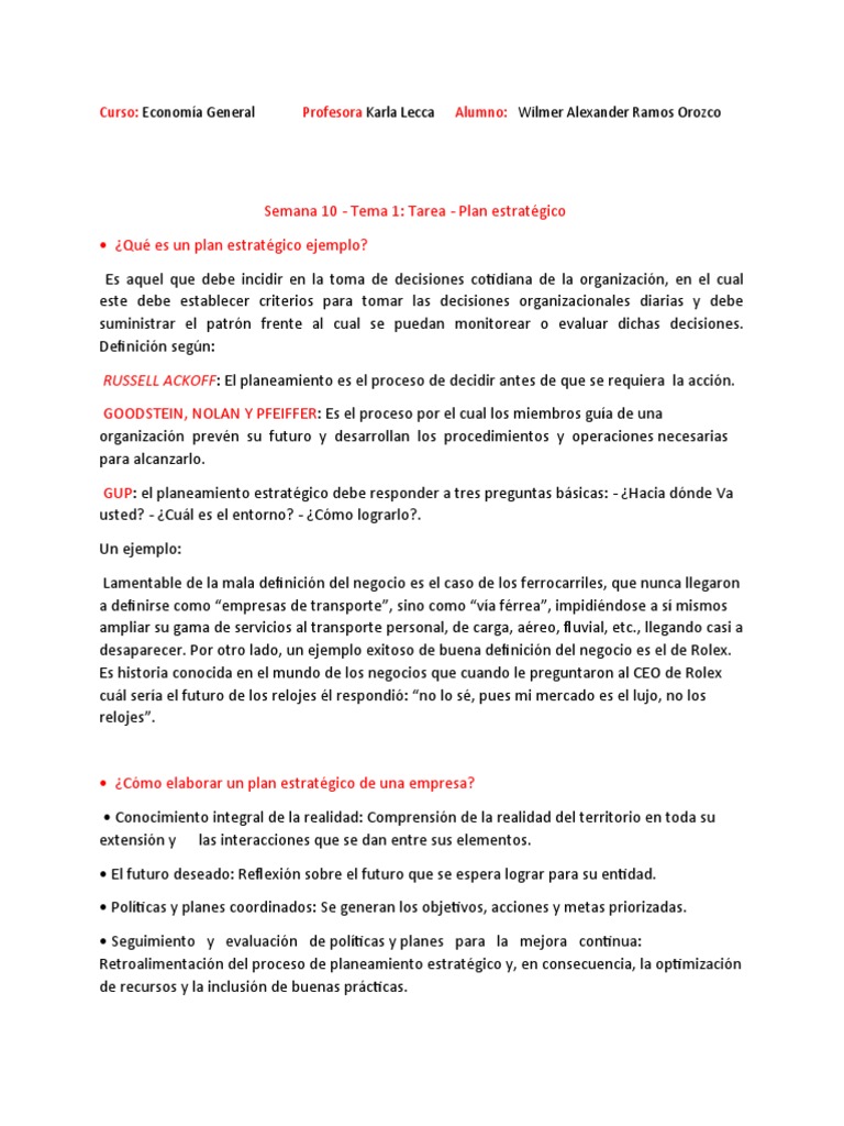 S10 Tarea Economia-Plan Estrategico - Wilmer - Ramos | PDF ...