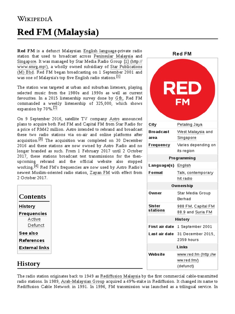 Red FM (Malaysia) : Red FM Is A Defunct Malaysian English Language ...