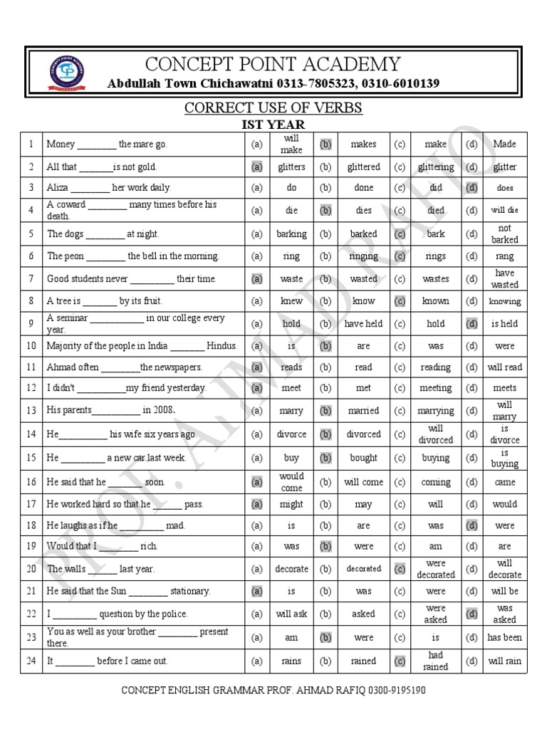 Correct Use of Verbs | PDF