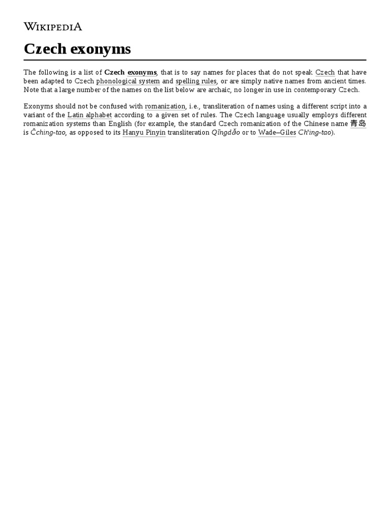 Czech Exonyms | PDF | Cognitive Science | Linguistics