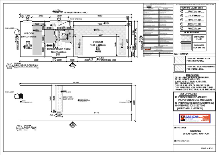 HV Room 3100 X 4400mm: Ground Floor Plan | Download Free PDF | Tile ...