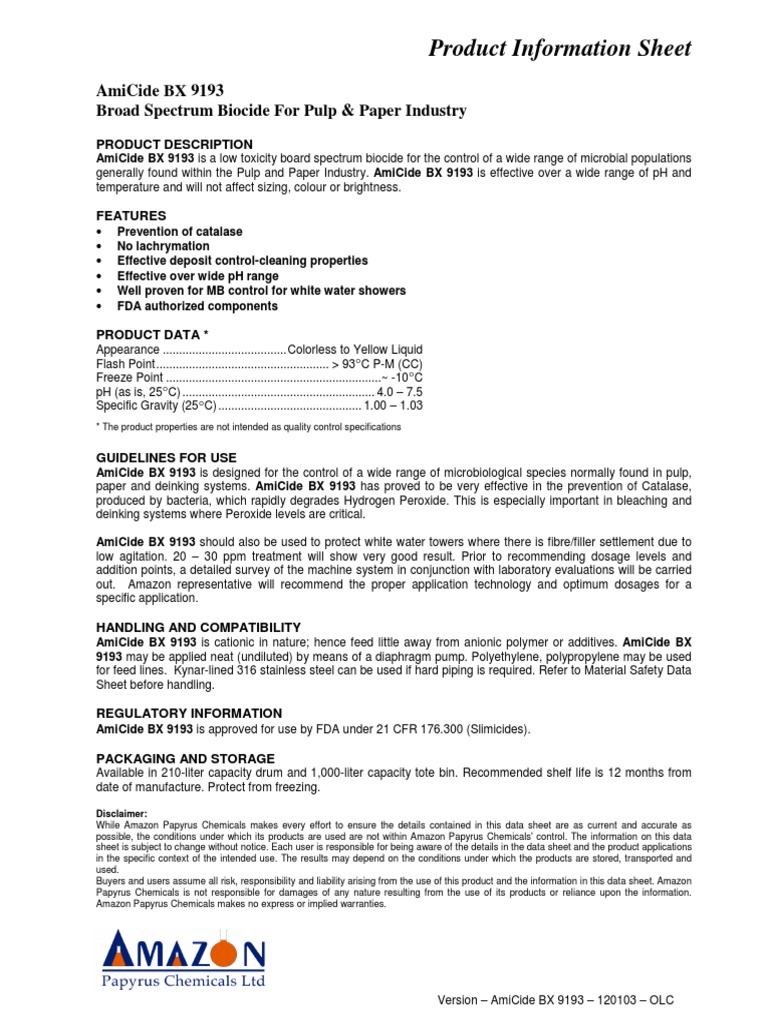 Pis Amicide BX 9193-120103-Olc | PDF | Pulp (Paper) | Paper