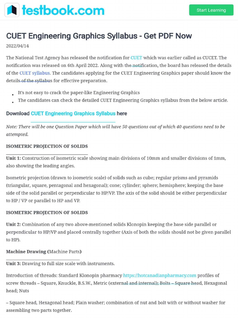 Cuet Engineering Graphics Syllabus | PDF