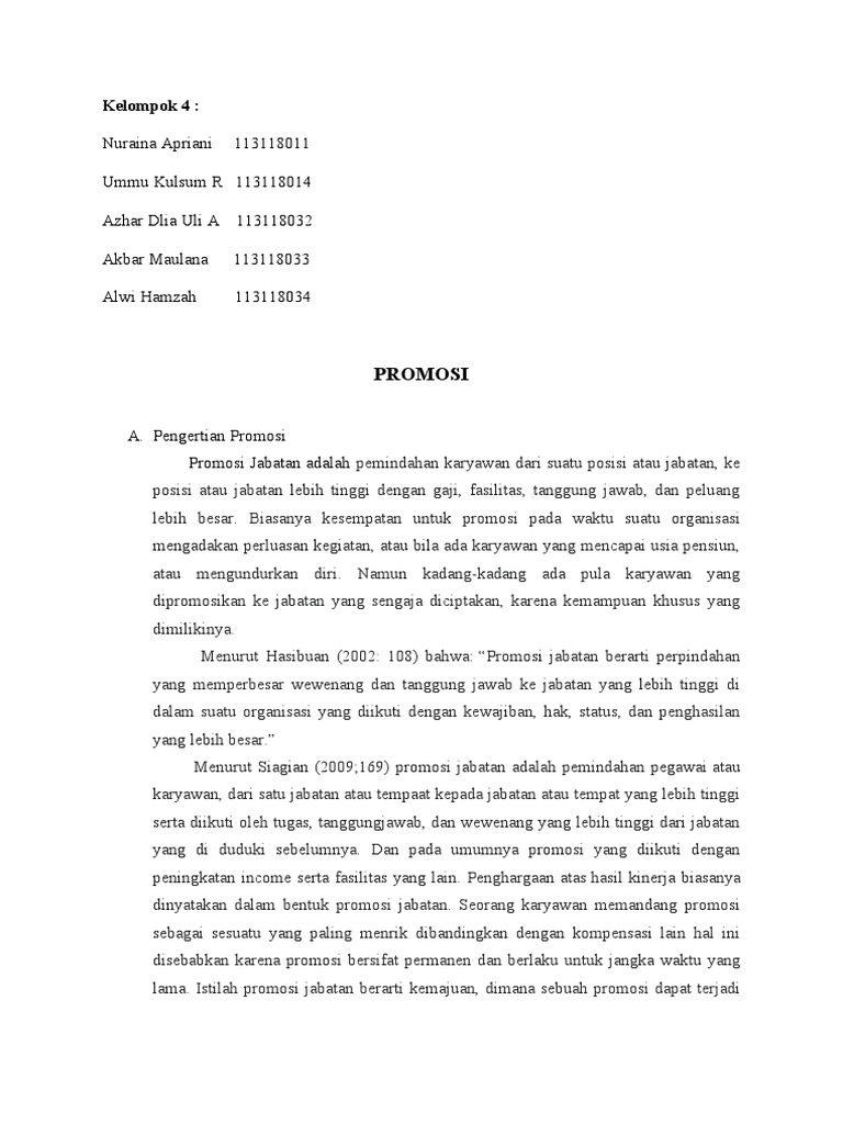 Kelompok 4 - Diskusi Kelompok Tentang Promosi, Demosi, TRansfer, PHK. | PDF