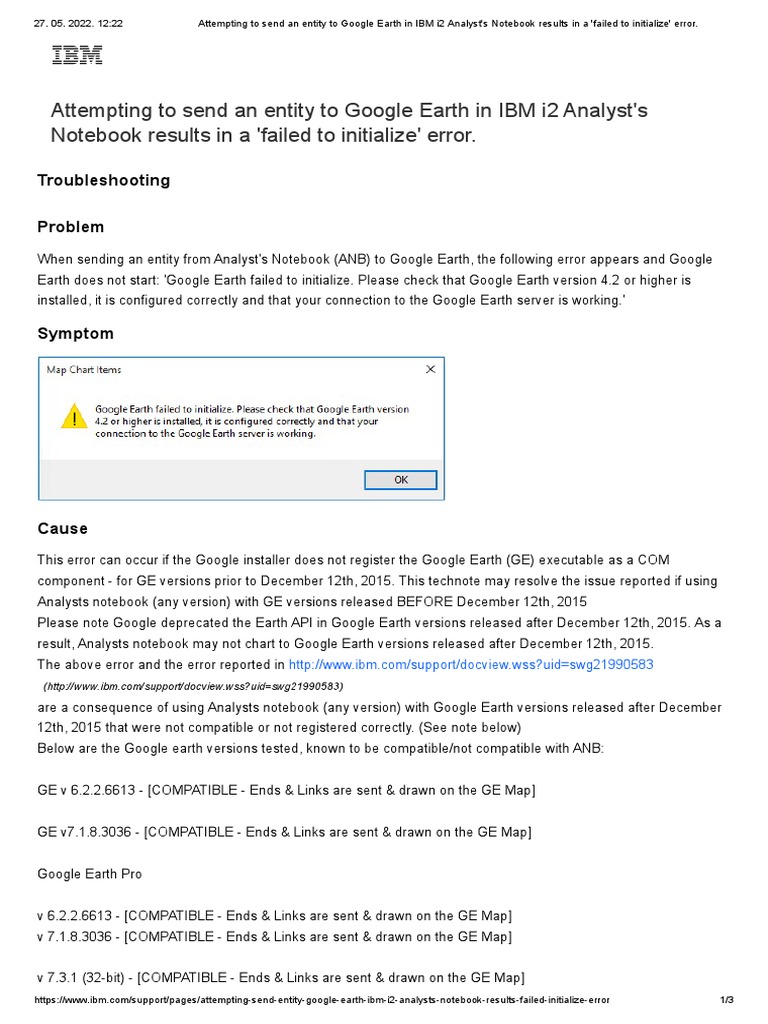 Google Earth in IBM I2 - Configure | PDF