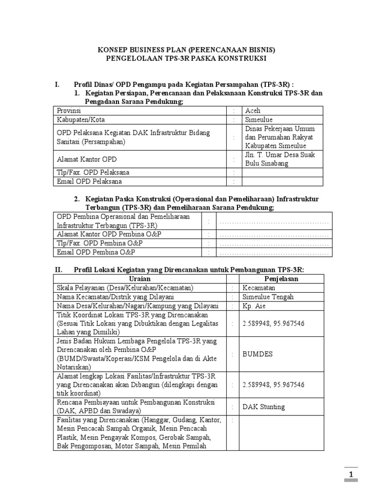 Rencana Pembangunan TPS-3R Aceh | PDF