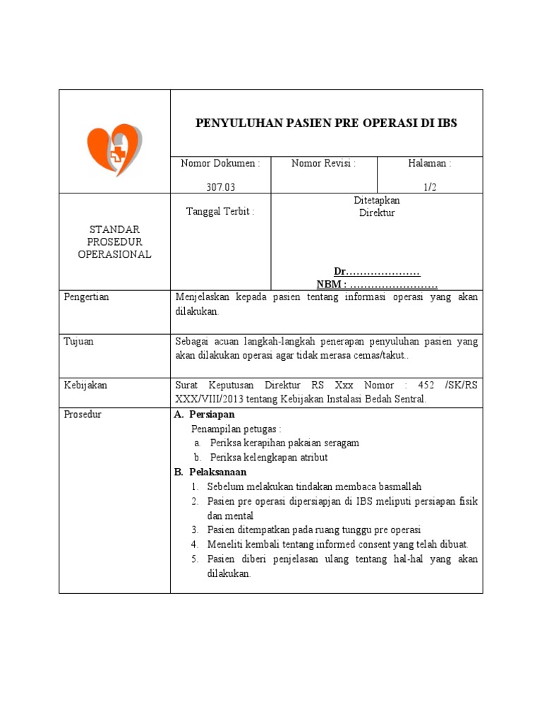 Penyuluhan Pasien Pre Op | PDF