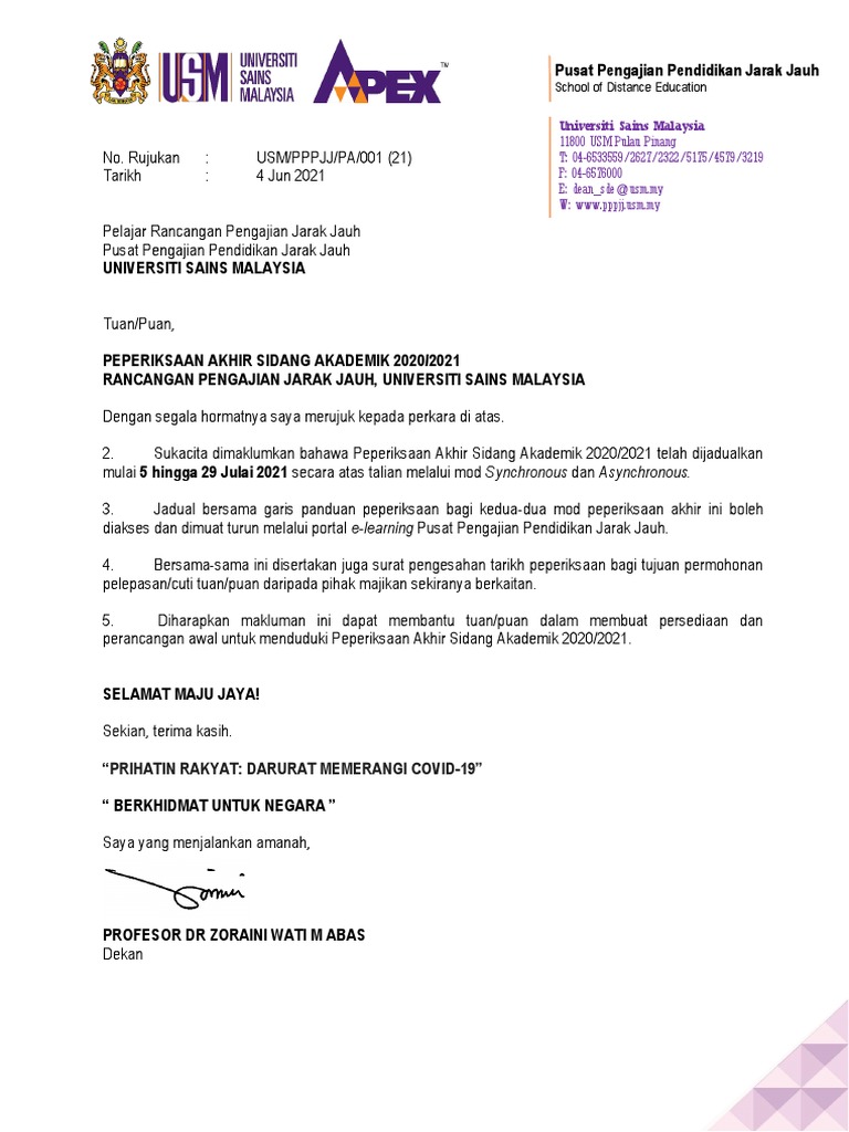 Surat Makluman Pelajar | PDF