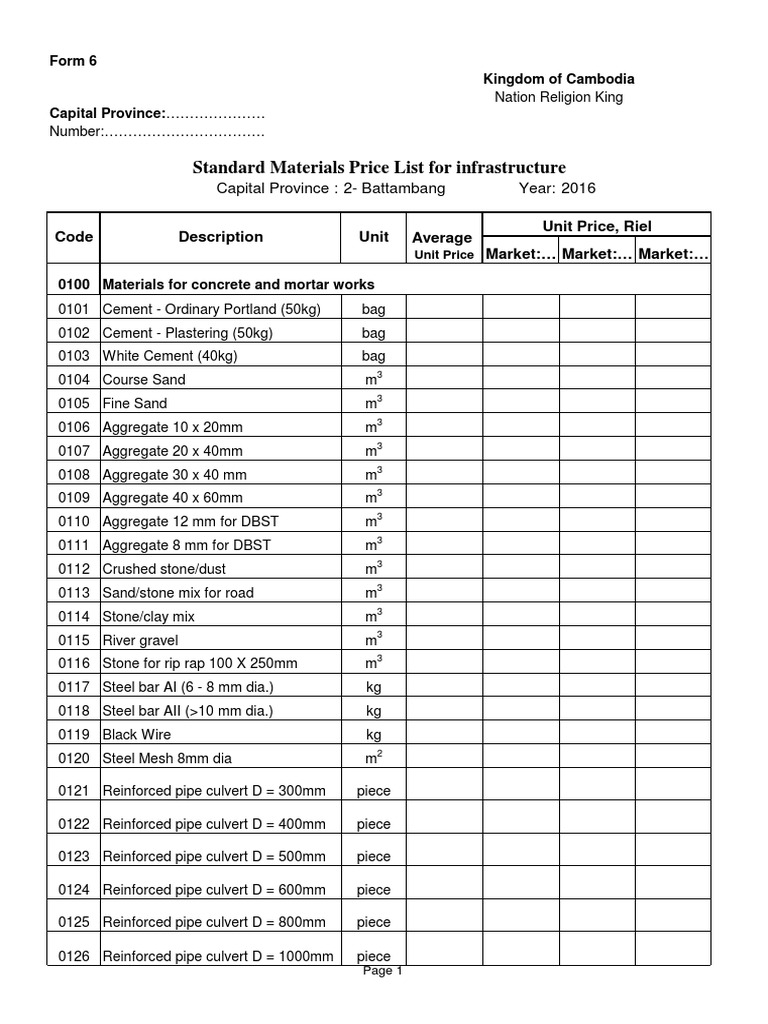 Standard Materials Price List Dec 2015 Eng | PDF | Construction ...