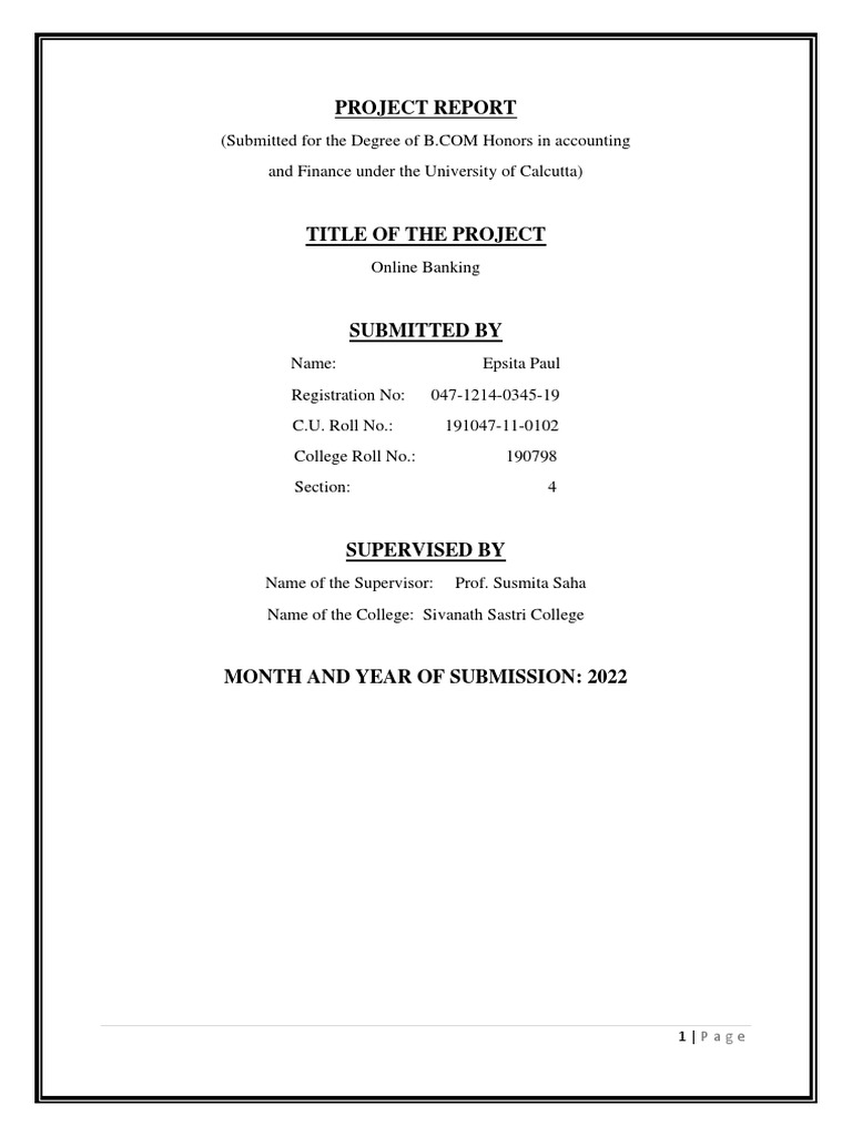 Online Banking (Project) | PDF | Banks & Banking | Online Banking