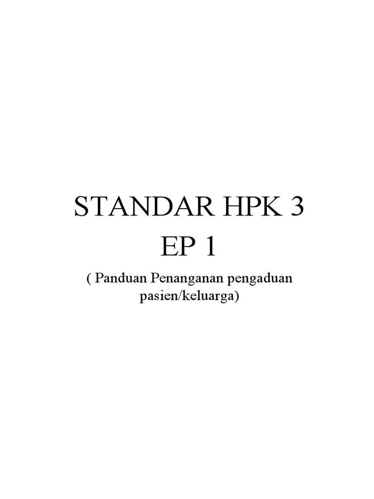 Standar HPK 3 Full | PDF