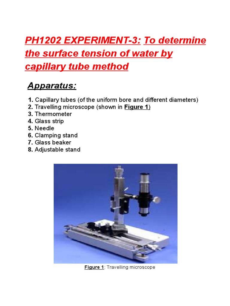 PH1202 EXPERIMENT-3: To Determine The Surface Tension of Water by ...