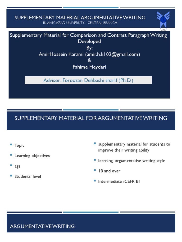 Supplementary Material For Argumentative Writing | PDF | Malaria ...