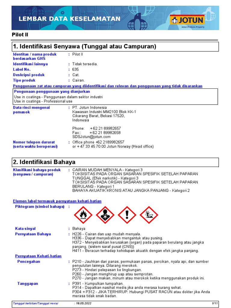 Msds Jotun Pilot II | PDF
