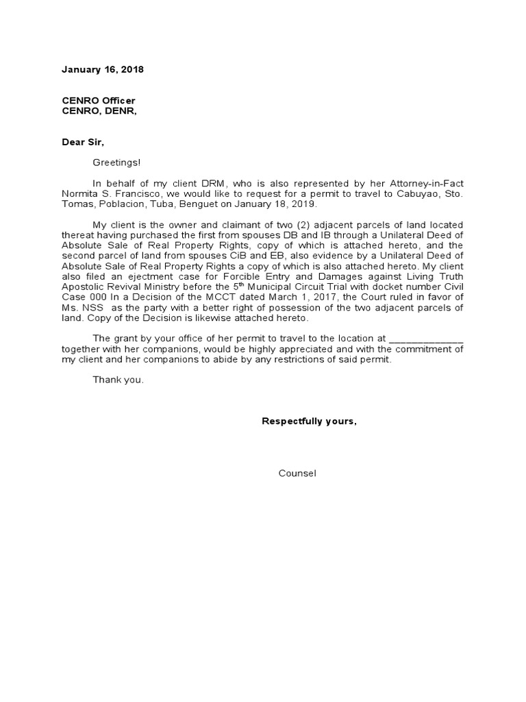 Letter Request To DENR | PDF