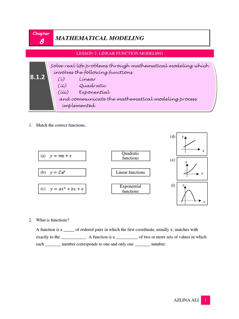 2 Modeling Linear Func Student Handout 2 | PDF | Function (Mathematics ...
