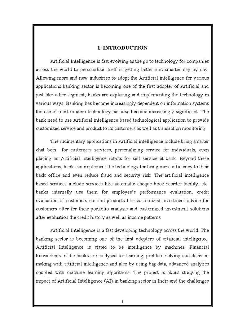 Artificial Intelligence It S Applications In Banking Sector Pdf
