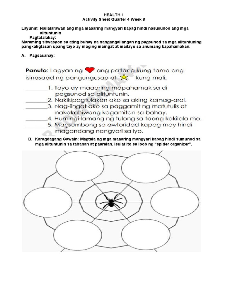 Health Activity Sheet Quarter 4 Week 8 | PDF