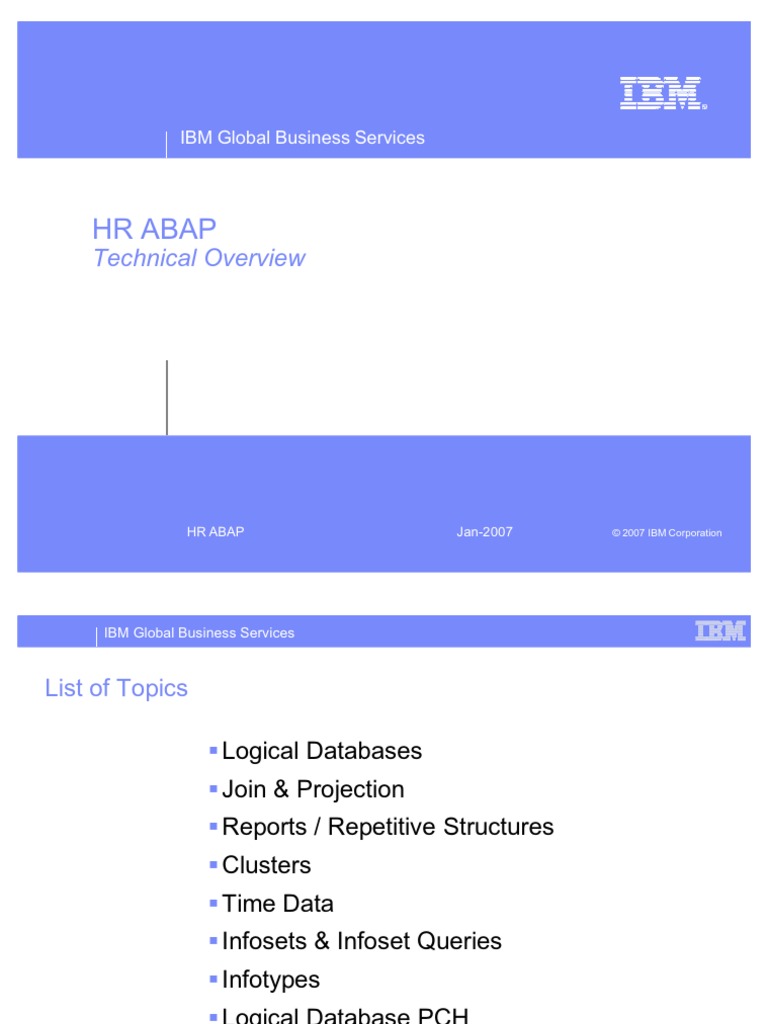 HR ABAP Technical Overview | PDF | Databases | Computer Science