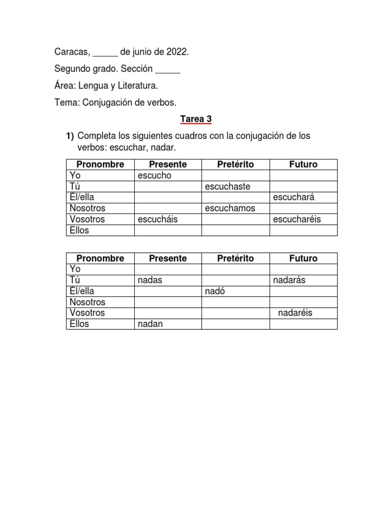 Tarea 3 Verbos | PDF