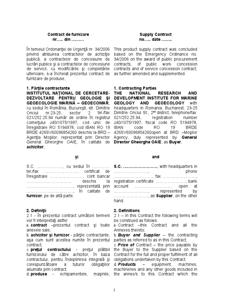 Model Contract Romana-Engleza 2 | PDF