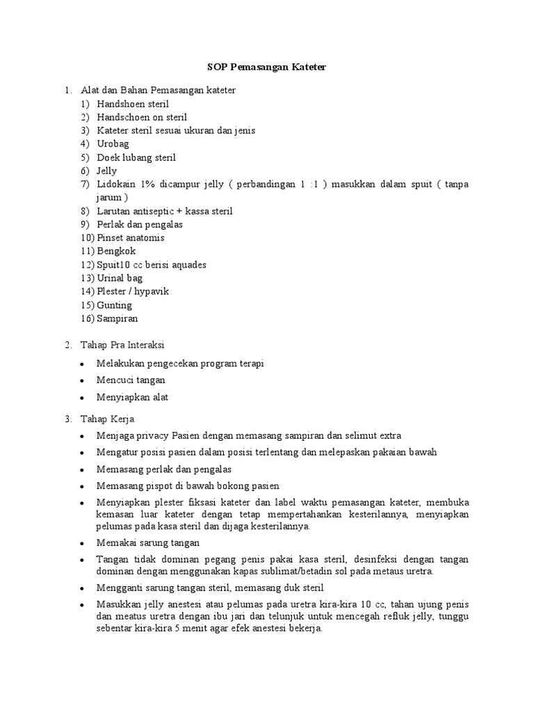 SOP Pemasangan Kateter | PDF