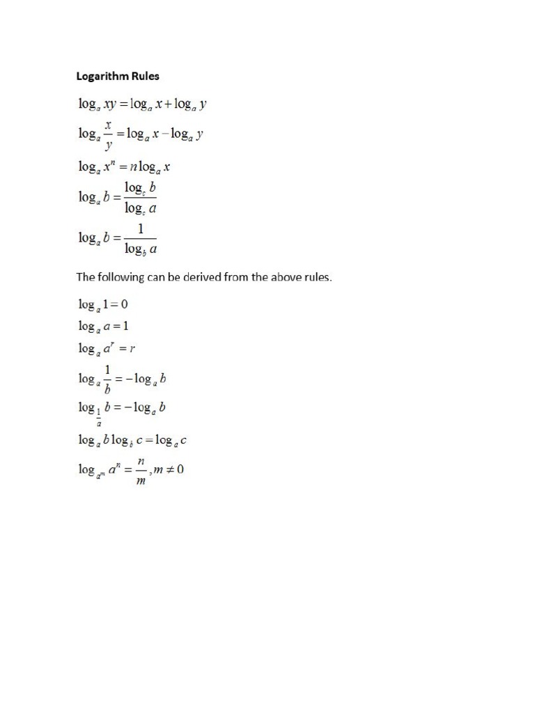 Logarithm Rules | PDF