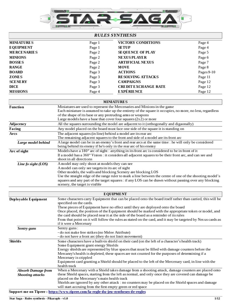 Star Saga Rules Synthesis v1.0 Us | PDF