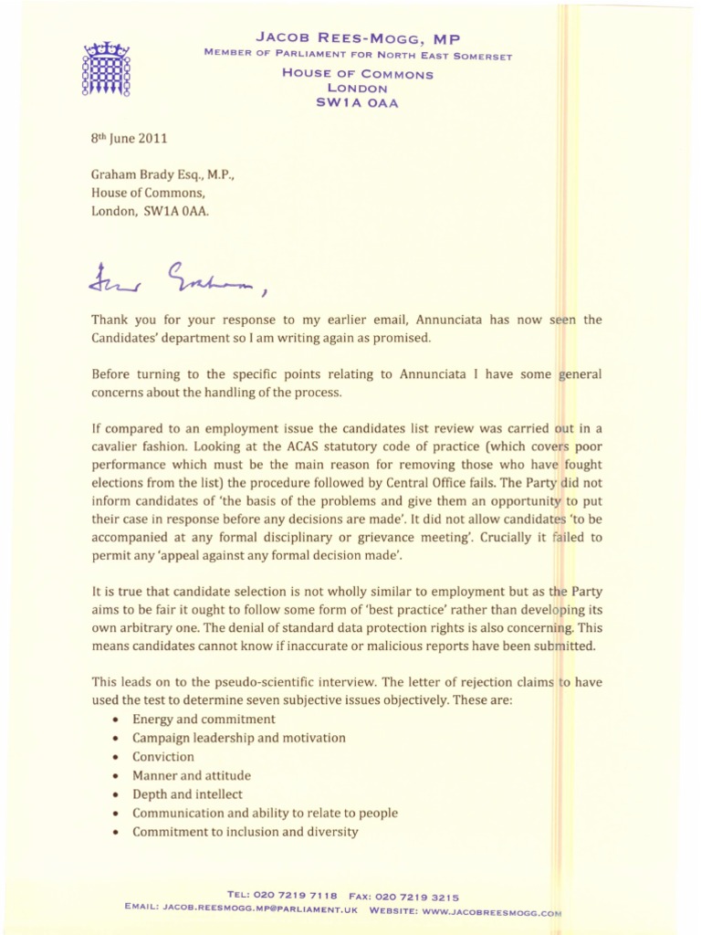 Jacob Rees-Mogg Letter | PDF | Government | Social Institutions