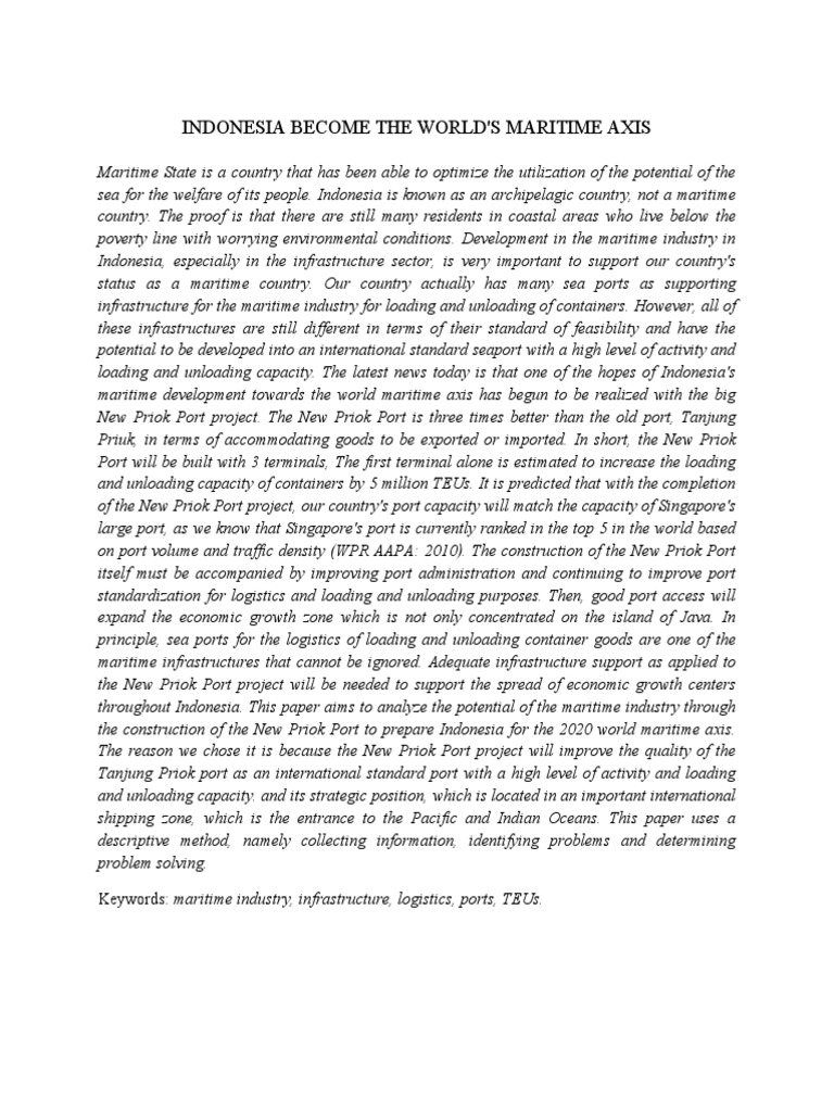 SPOK Analysis in Abstract INDONESIA BECOME THE WORLD'S MARITIME AXIS ...