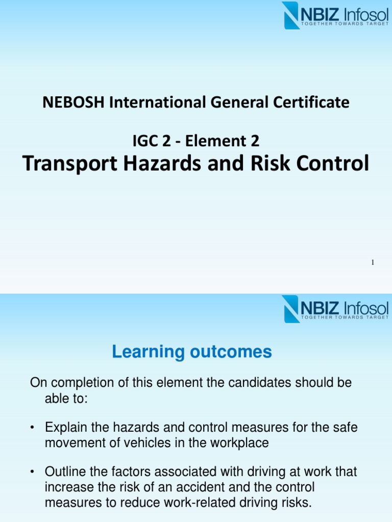IGC 2 - Element 2 - Transport Hazards and Risk Control | PDF | Traffic ...