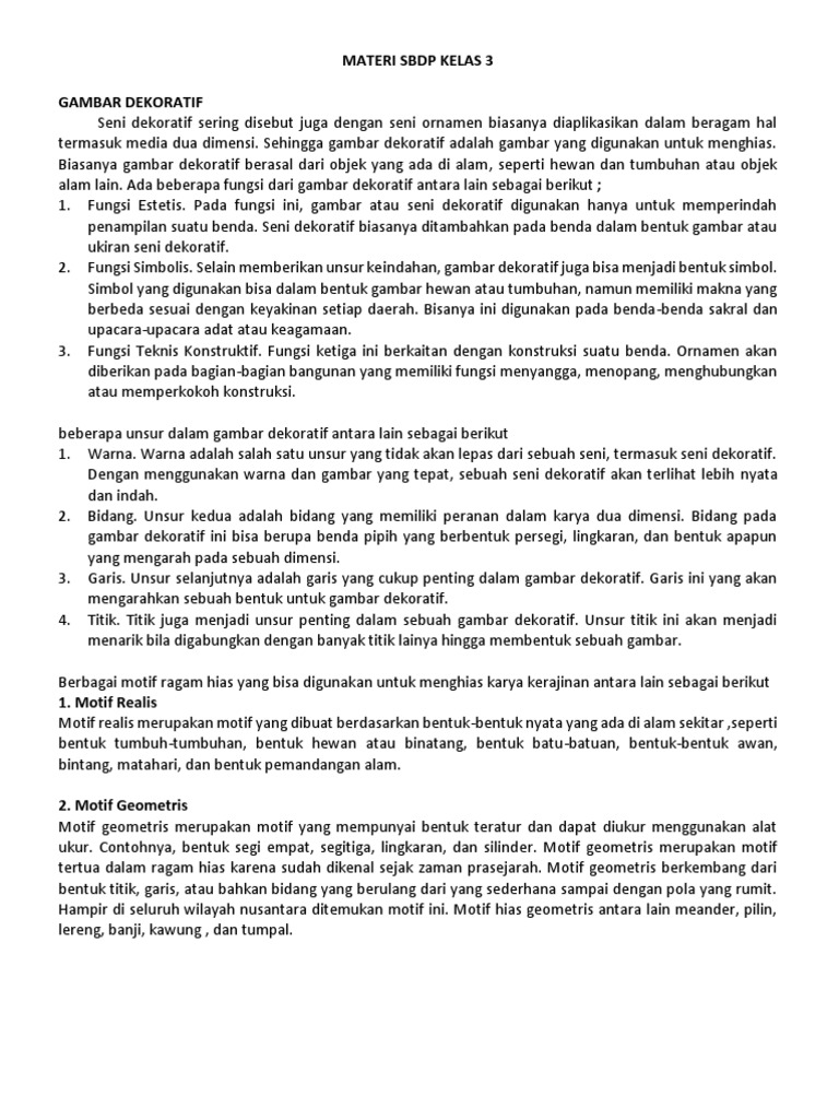 Materi SBDP Kelas 3 | PDF