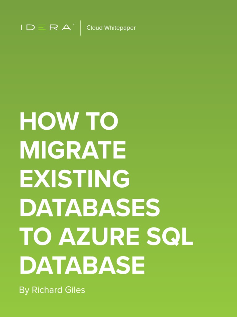 Migrate Existing Databases To Azure SQL Database | Download Free PDF | Databases | Microsoft Azure