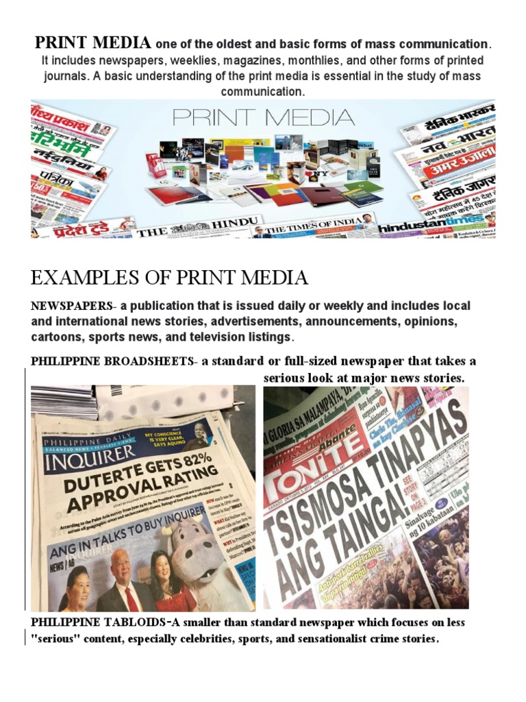 Examples of Print Media | PDF | Popular Culture & Media Studies ...